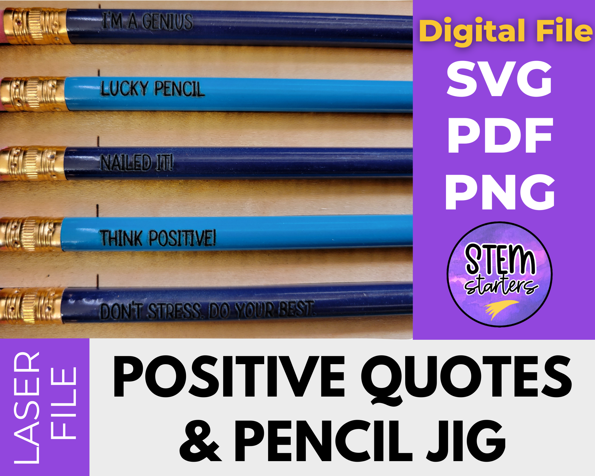 How to Engrave Custom Pencils on a Glowforge - Stem Starters