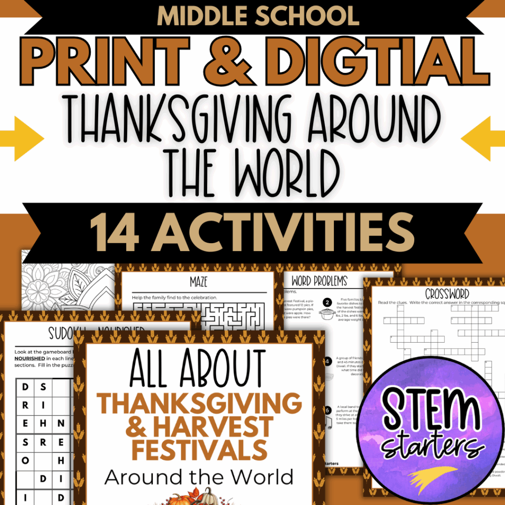 Thanksgiving and Harvest Festivals World Worksheets Sub Plans and Fast ...