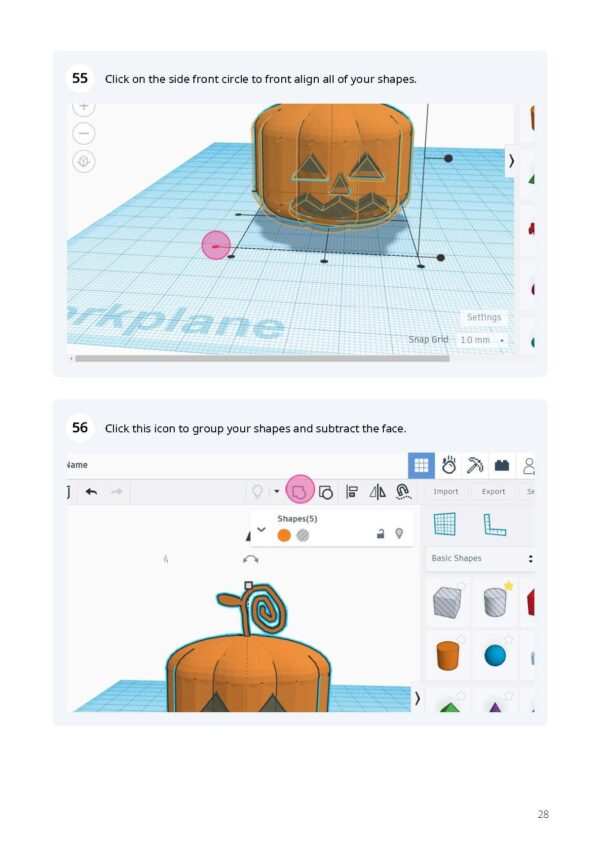 IMAGI-CAD Jack-o'-lantern Pumpkin Halloween 3D Print TinkerCAD No Prep ...